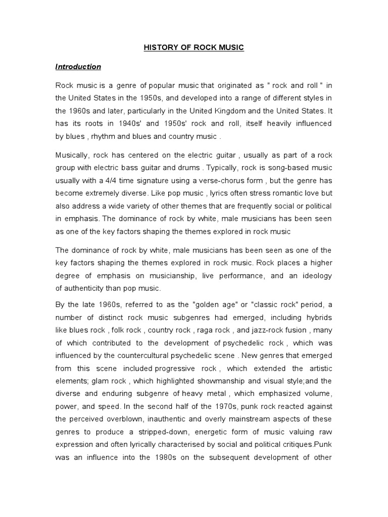 HISTORY OF ROCK | PDF | Rock And Roll | Rock Music