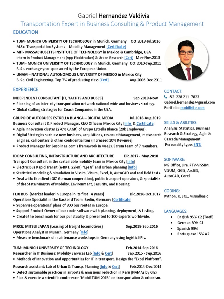 Gabriel Hernandez CV EN PDF | PDF | Transport | Business