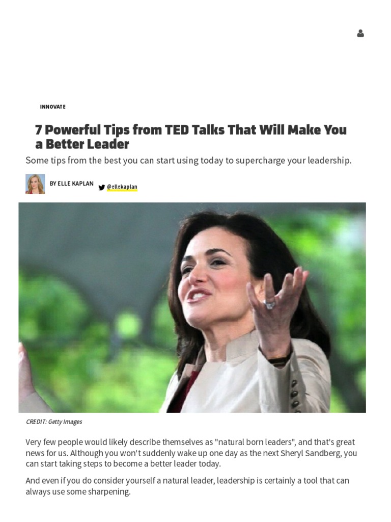 7 Powerful Tips From TED Talks That Will Make You A Better Leader | PDF ...