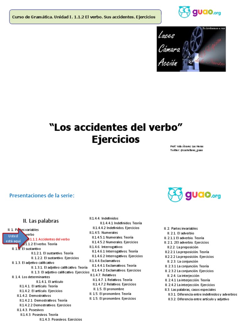 Verbos Accidentes. Ejercicios | PDF | Verbo | Adjetivo