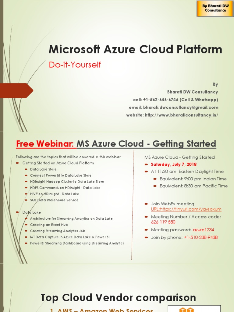 MS Azure Cloud Platform - Webinar Material | PDF | Microsoft Azure ...