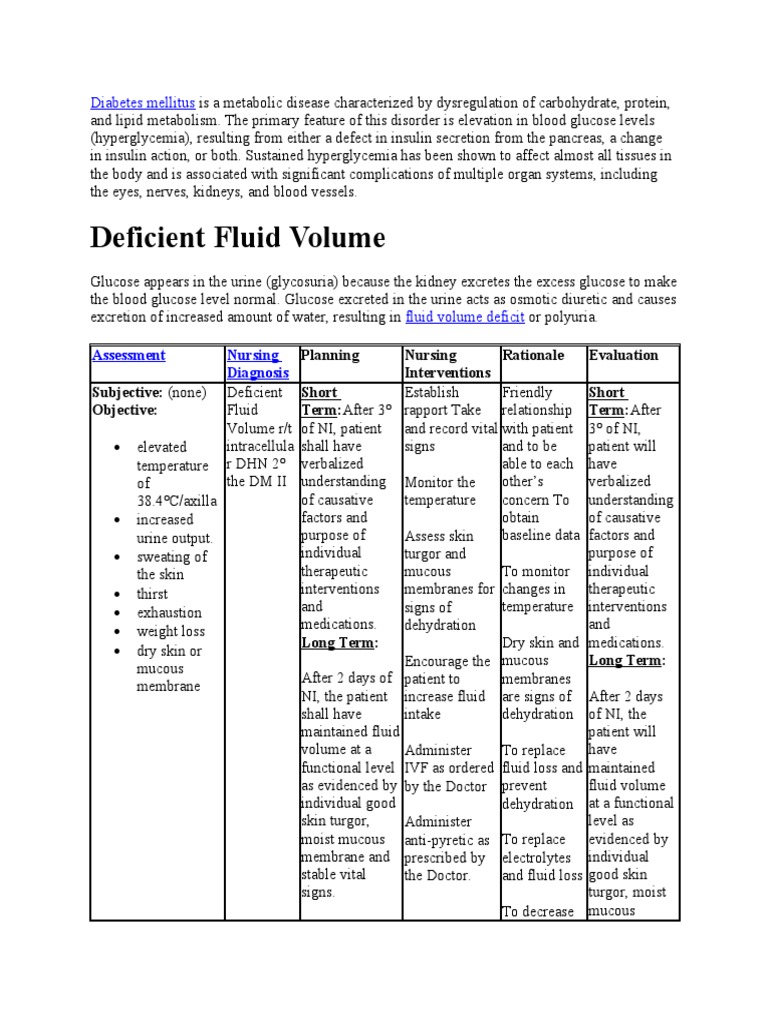 Diabetes Mellitus Nursing Care Plan | PDF | Insulin | Diabetes