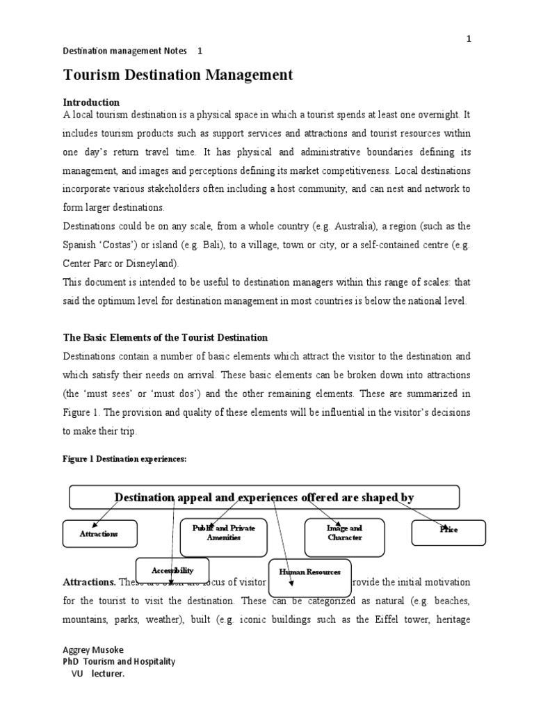 Tourism Destination MGT Notes | PDF | Tourism | Customer Relationship ...
