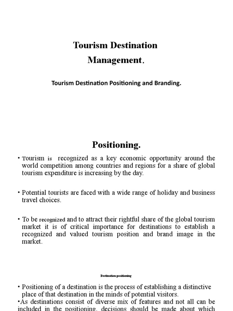 Tourism Destination Positioning and Branding. | PDF | Brand ...