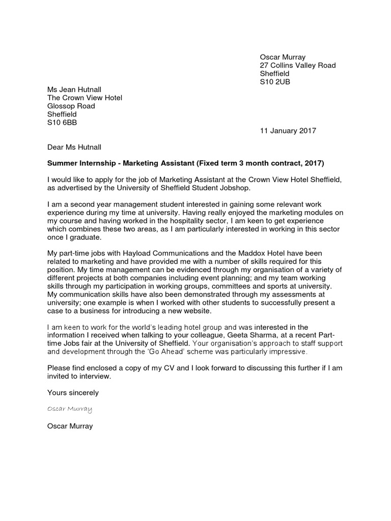 CV and Covering Letter For Oscar Internship PDF | Download Free PDF ...