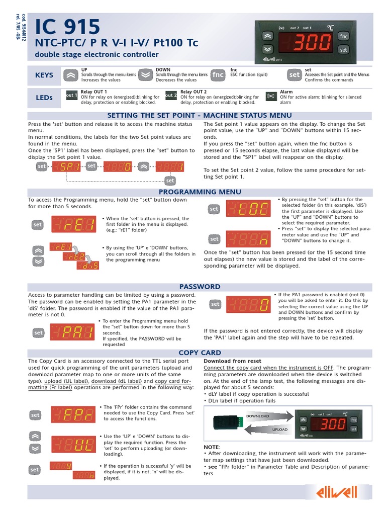 NTC-PTC/ P R V-I I-V/ Pt100 TC: Double Stage Electronic Controller ...