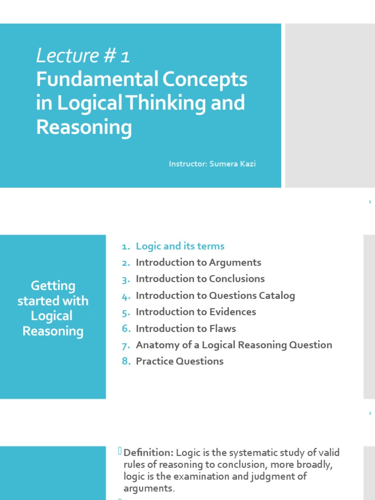Fundamental Concepts in Logical Thinking and Reasoning | PDF | Argument ...