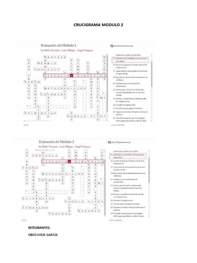 Crucigrama Modulo 2 | PDF