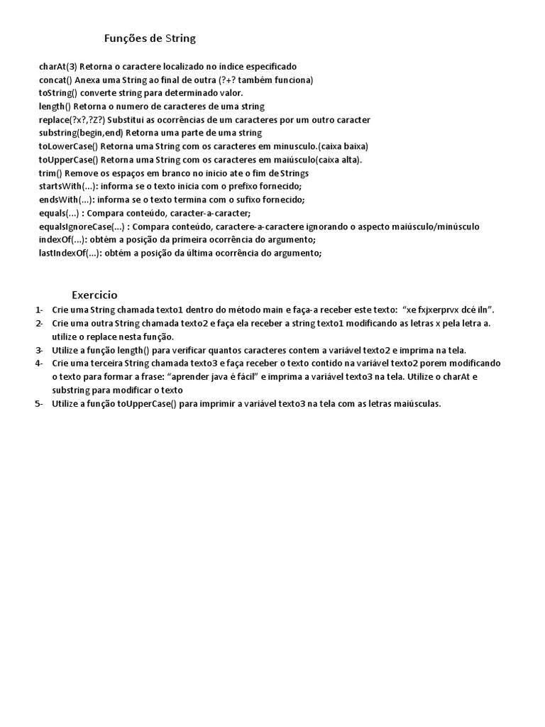 Aula 3 Metodos Da Classe String | PDF