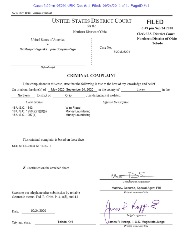 Sir Maejor Page AKA Tyree Conyers-Page Affidavit | PDF | Affidavit ...
