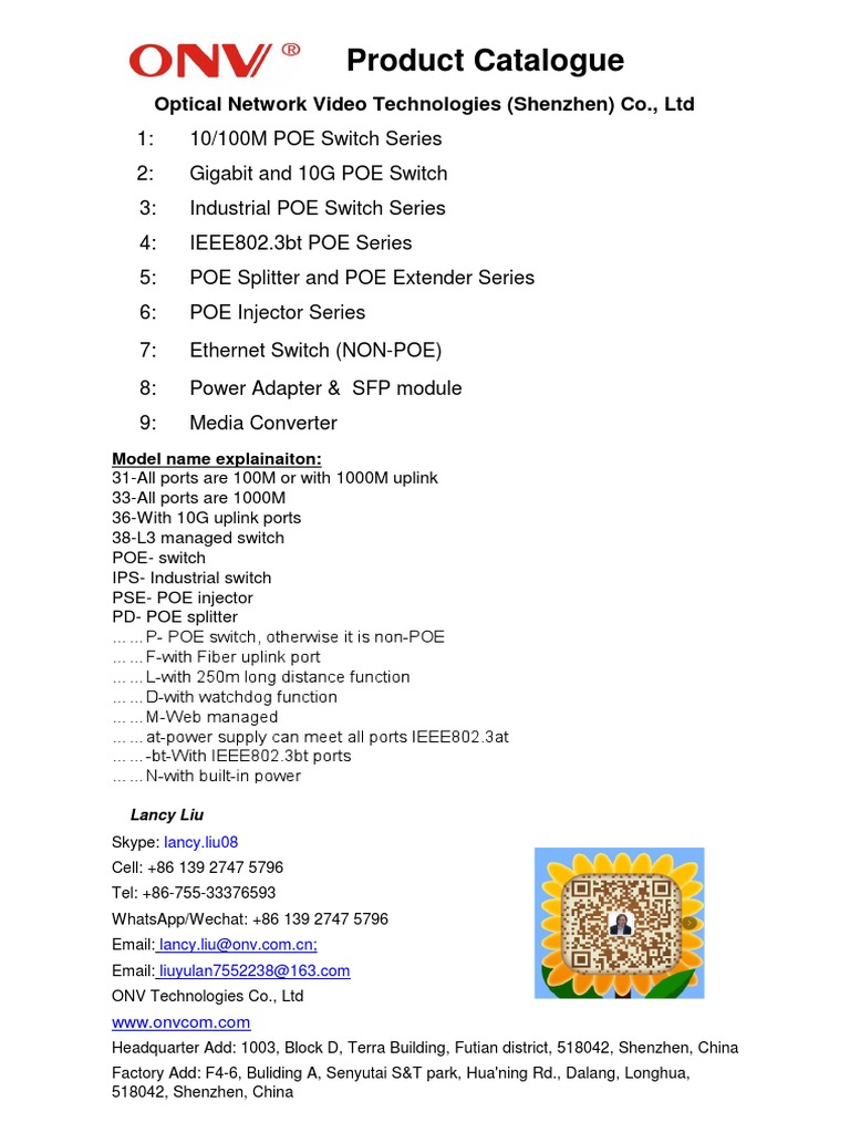 ONV Lancy - Product Catalogue, 2020 PDF | PDF | Network Protocols | Communications Protocols