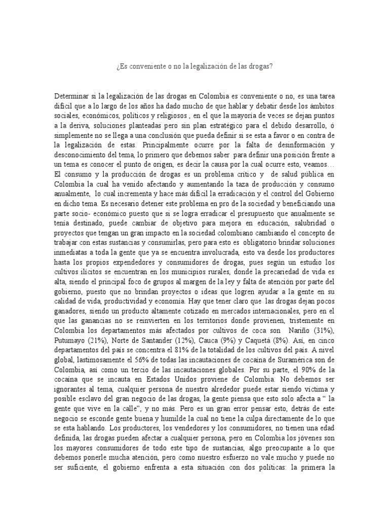 Ensayo Legalización de Las Drogas | Descargar gratis PDF | La dependencia de sustancias ...