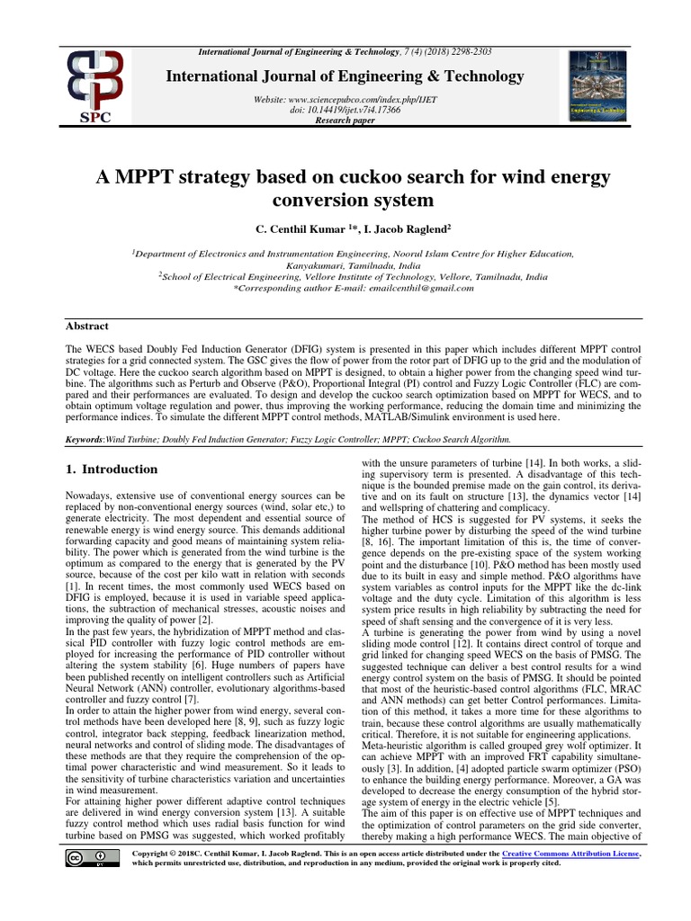 A MPPT Strategy Based On Cuckoo Search For Wind en | PDF | Control Theory | Power (Physics)