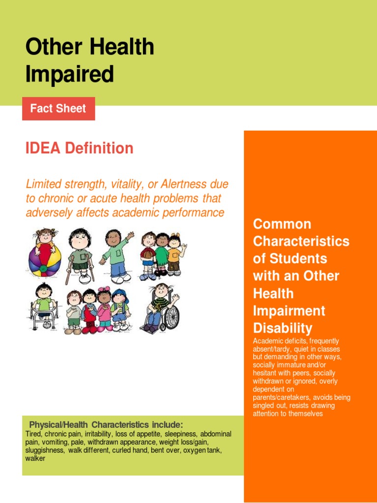 Other Health Impairment Fact Sheet 1 | PDF | Disability | Learning