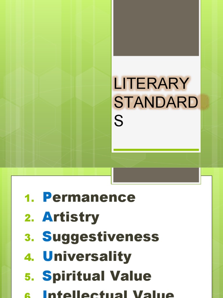 Seven Literary Standards Explained | PDF