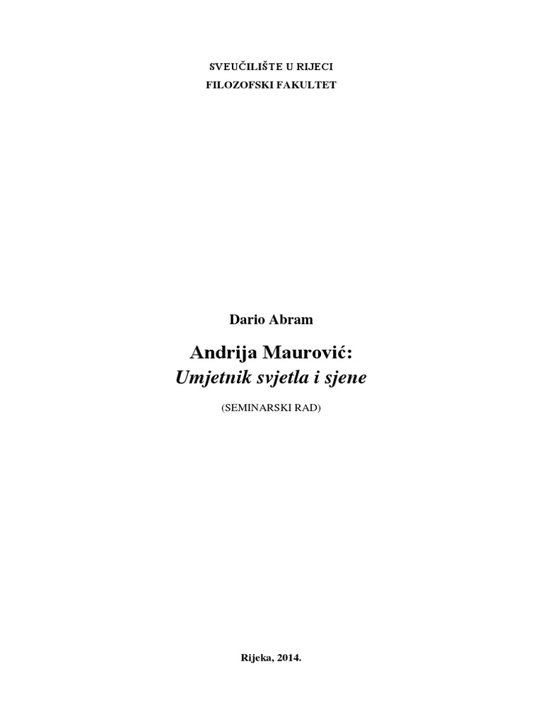 Andrija Maurovic Umjetnik Svjetla I Sjen PDF | PDF Andrija Maurovic Umjetnik Svjetla I Sjen PDF | PDF