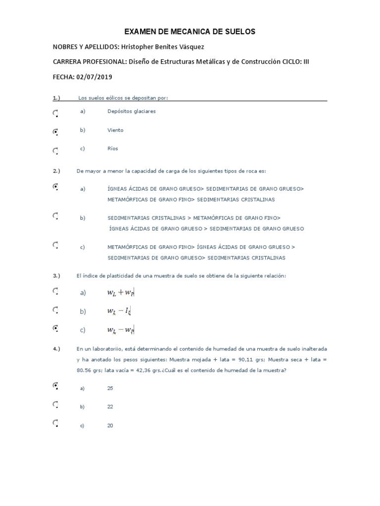 Examen Final de Suelos Benites | PDF | Ciencias de la Tierra ...