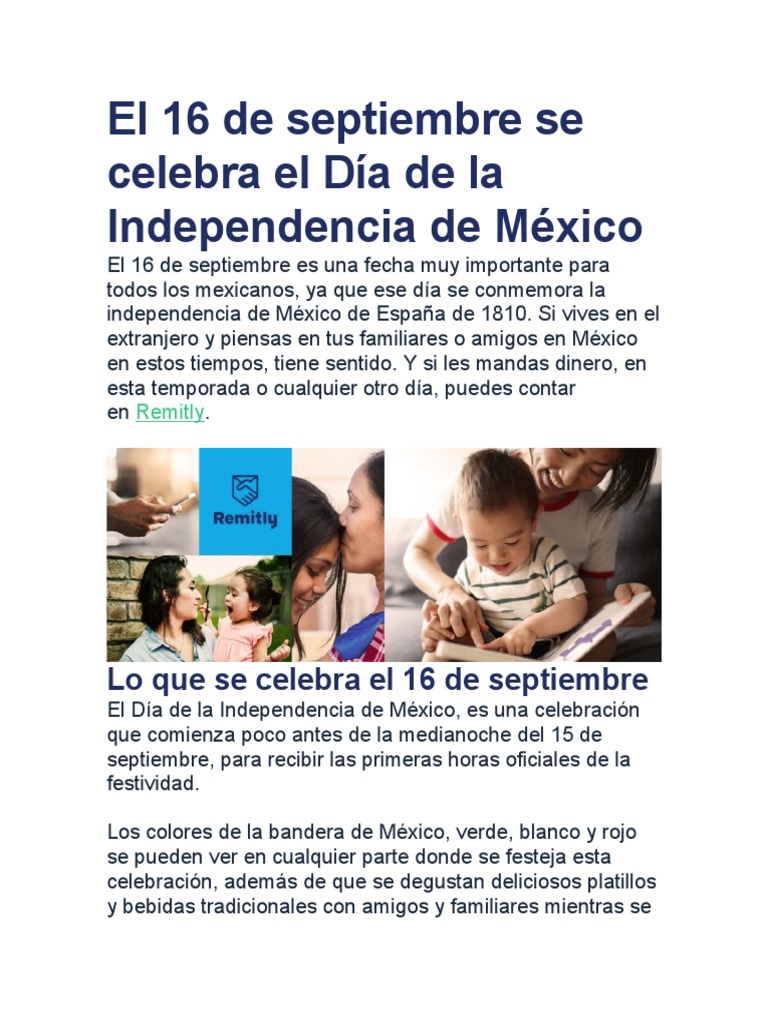 El 16 de Septiembre Se Celebra El Día de La Independencia de México ...