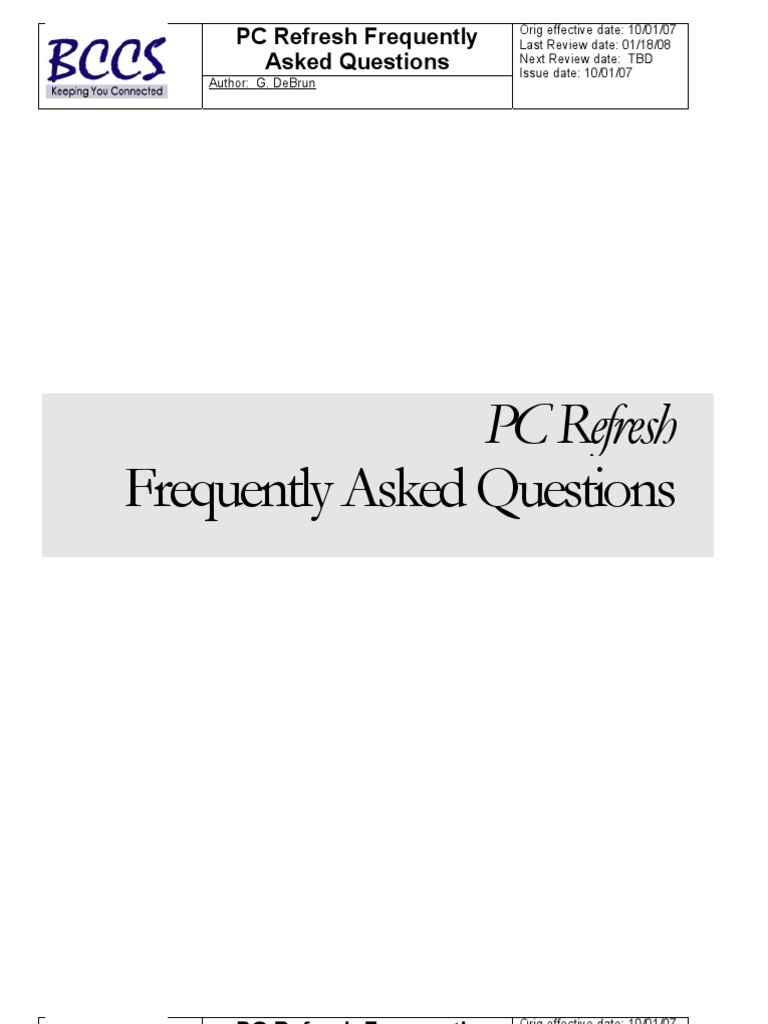Frequently Asked Questions: PC Refresh | PDF | Personal Computers ...