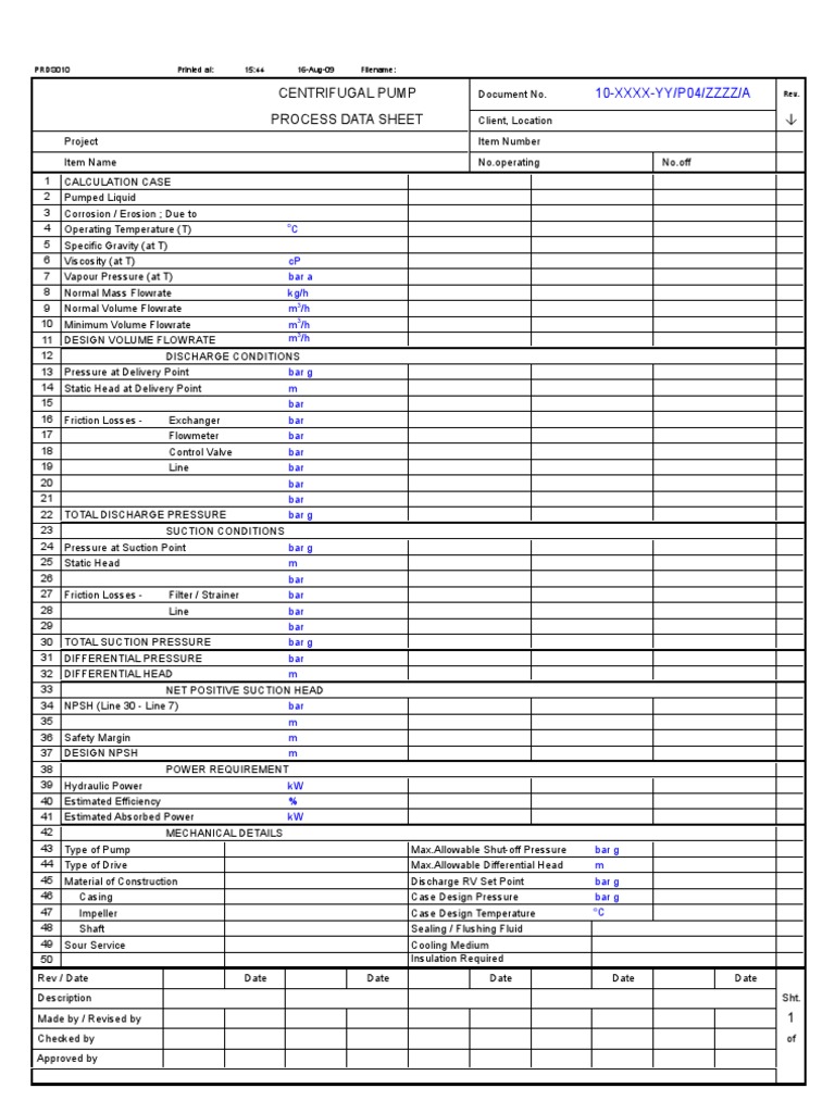 CN5191 - L2 - A1-Centrifugal Pump Process Data Sheet | PDF | Pump | Liquids