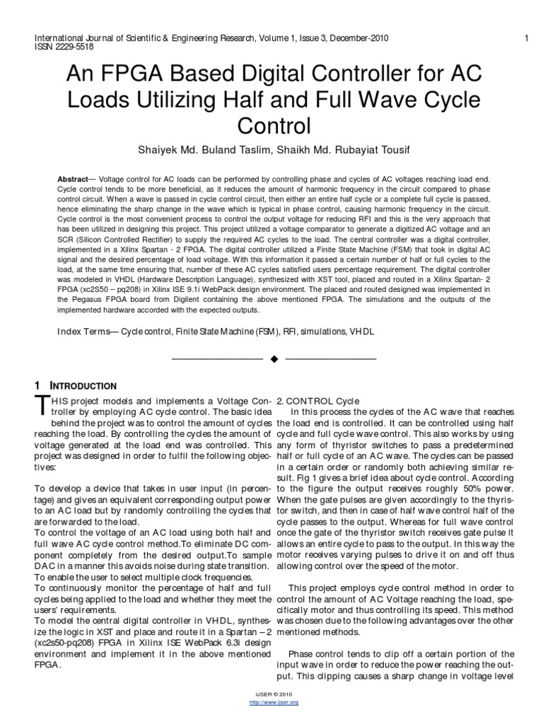An FPGA Based Digital Controller For AC Loads Utilizing Half and Full ...