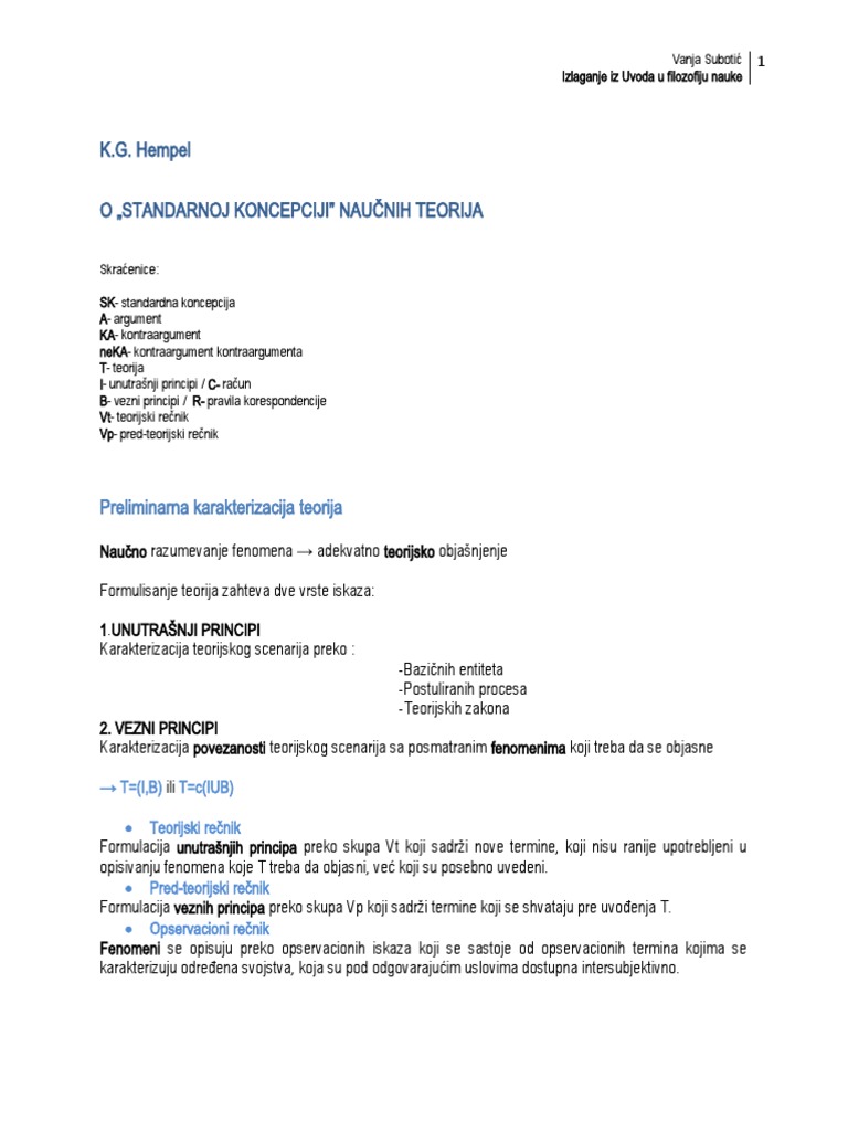 Hempel - Rezime Izlaganja | PDF