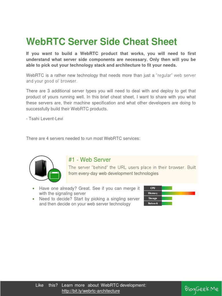 WebRTC Server Side Cheat Sheet | PDF | Computer Network | Server (Computing)