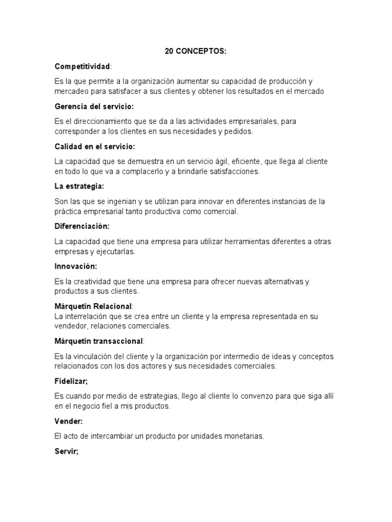 20 Conceptos Clave del Servicio al Cliente | PDF | Cliente | Marketing