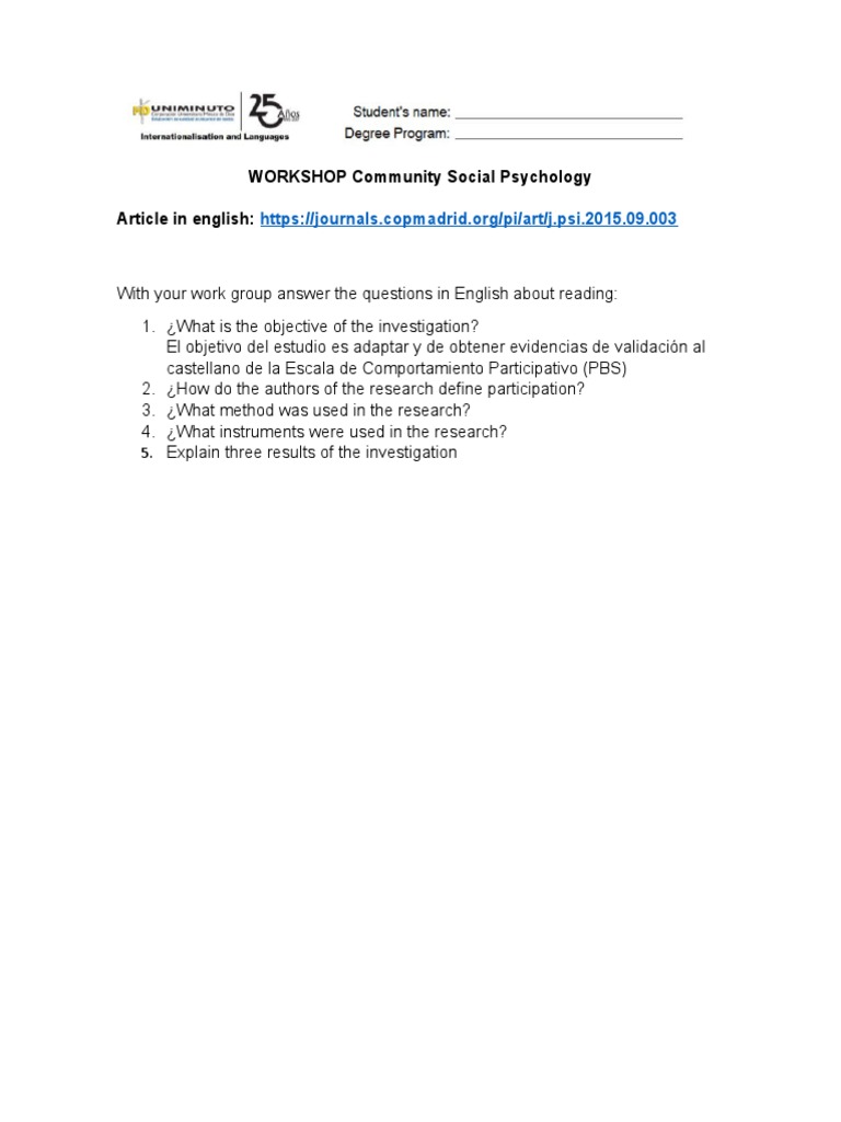 Community Participation Scale Validation | PDF