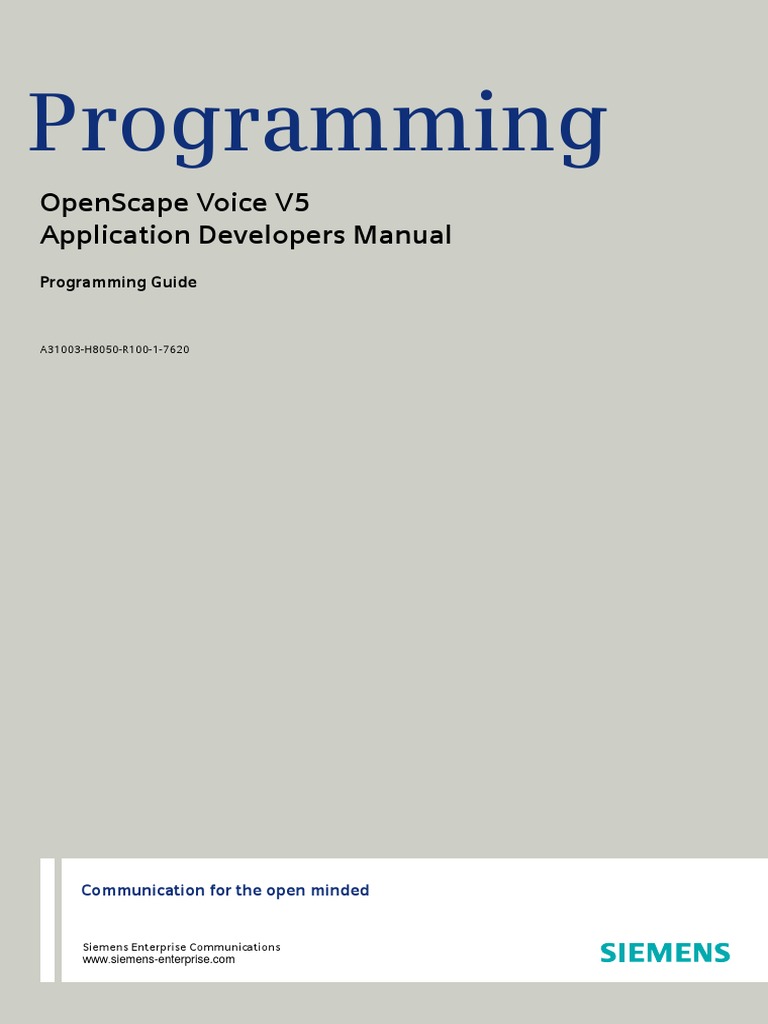 OpenScape Voice V5, Application Developers Manual, Programming Guide ...