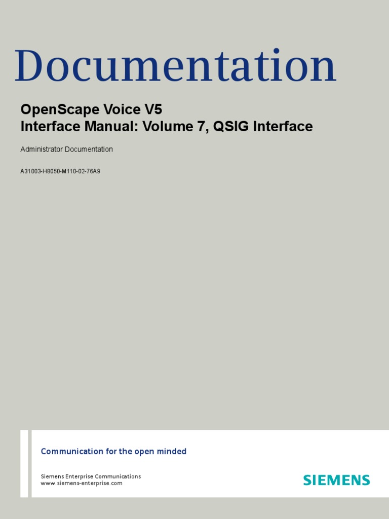 OpenScape Voice V5, Interface Manual - Volume 7, QSIG Interface ...