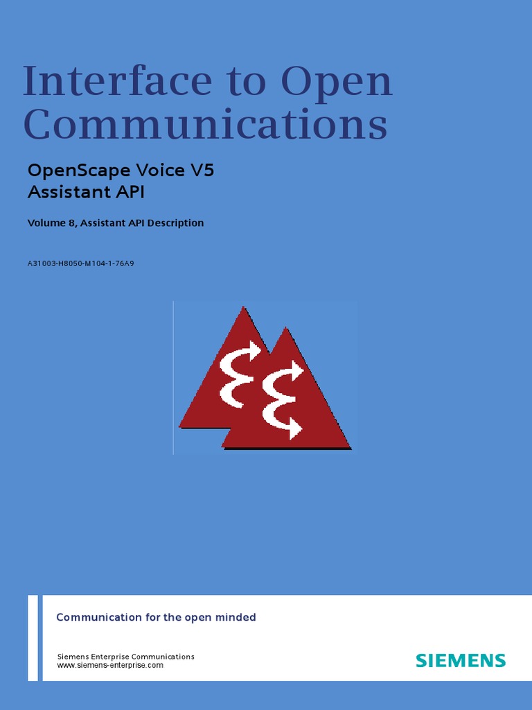 OpenScape Voice V5, Interface Manual - Volume 8, Assistant API ...