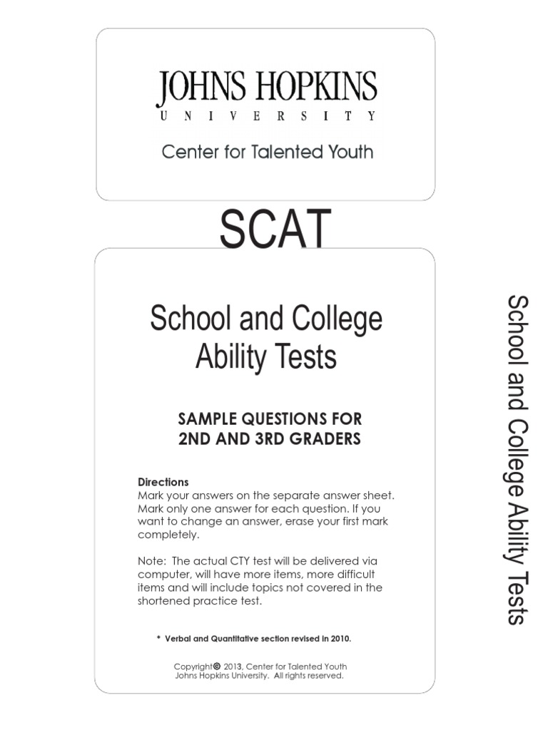School and College Ability Tests: Sample Questions For 2Nd and 3Rd ...