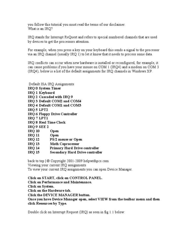 IRQ Table | PDF | Business