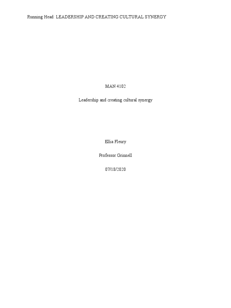 Leadership and Cultural Synergy Insights | PDF | Globalization | Leadership