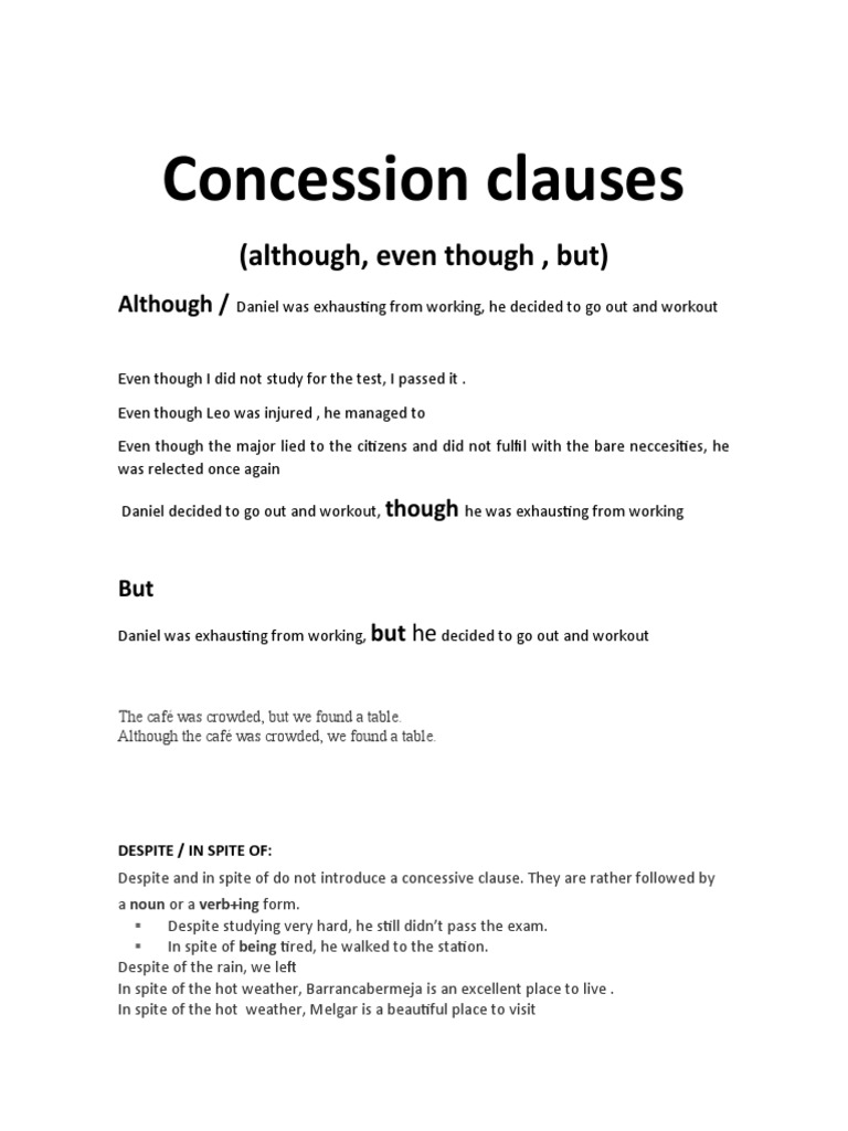 Concession Clauses and Descriptive Language Guide | PDF | Nature