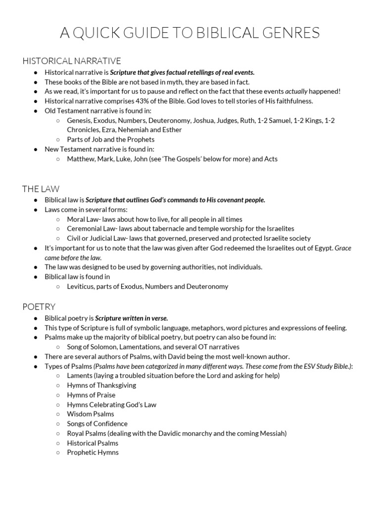 Quick Guide To Biblical Genres | PDF