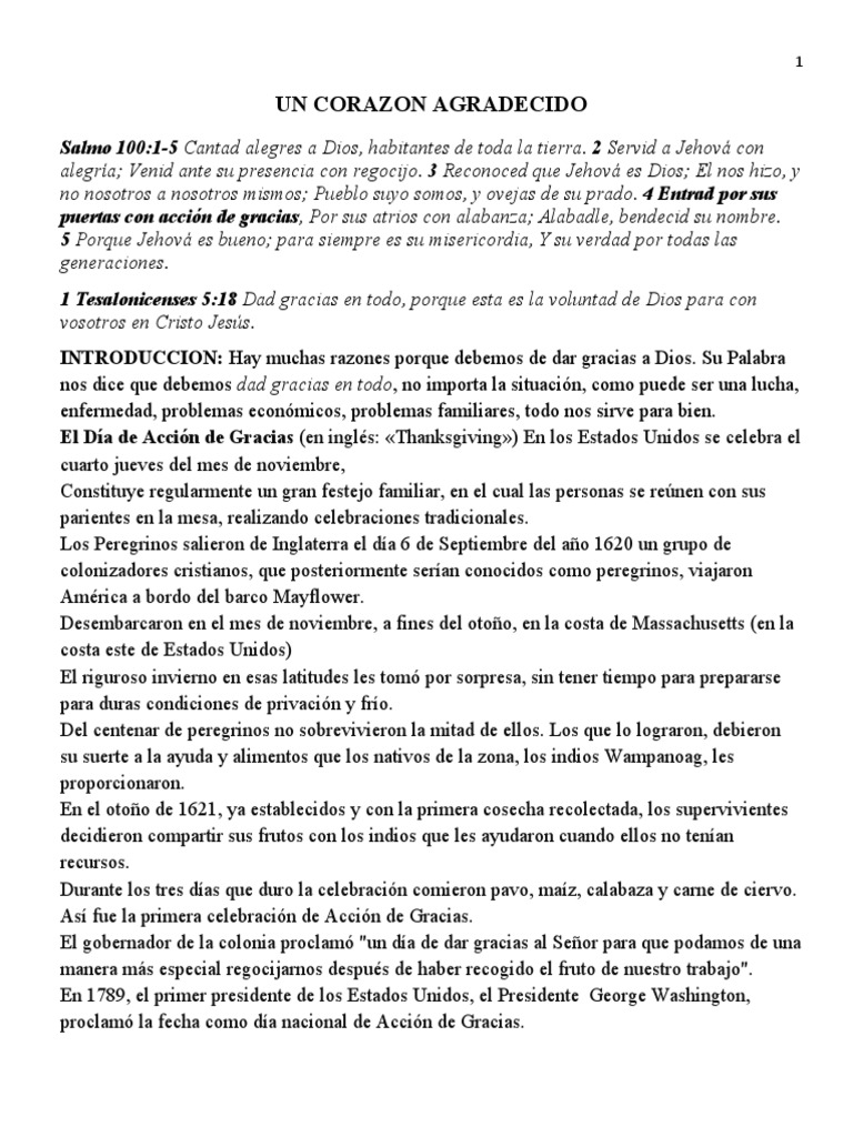 Corazón Agradecido: Acción de Gracias | PDF | Acción de gracias | Oración