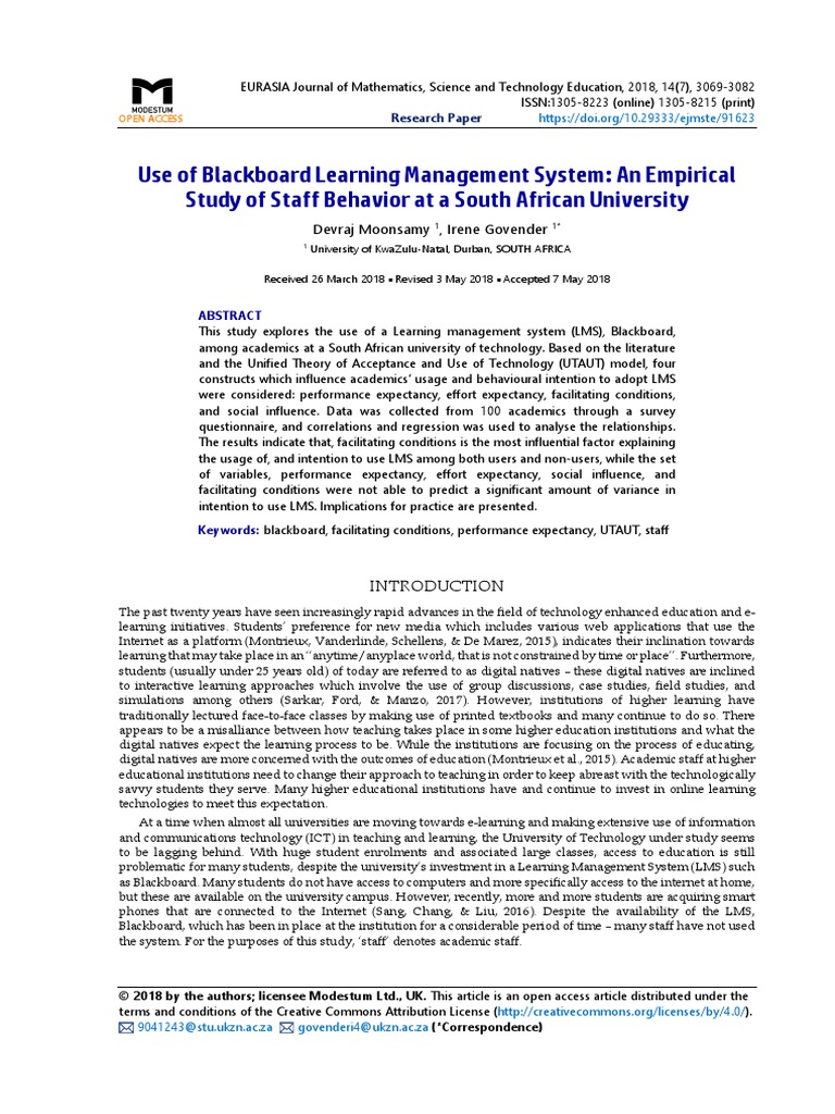 Use of Blackboard | PDF | Educational Technology | Distance Education