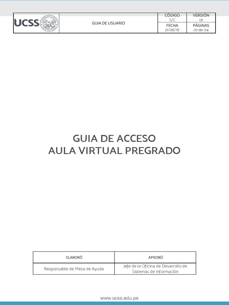 UCSS Guia de Acceso Al Aula Virtual Pregrado PDF | PDF | Contraseña ...