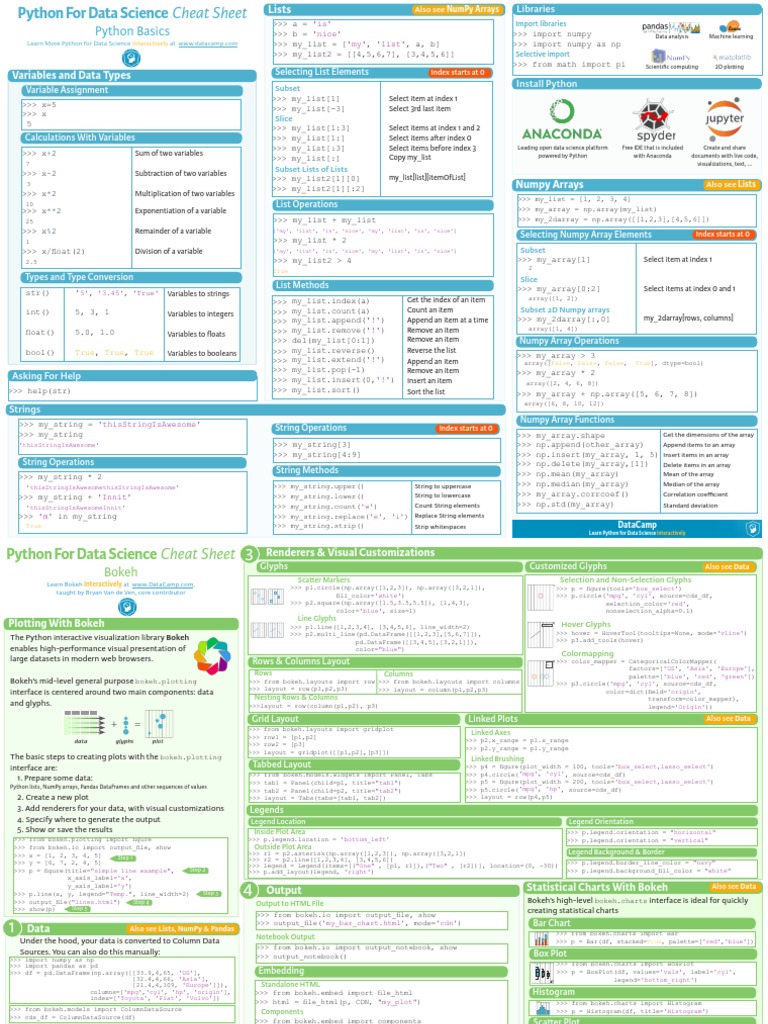 PythonForDataScience Cheatsheet PDF | PDF | Array Data Type | Array Data Structure