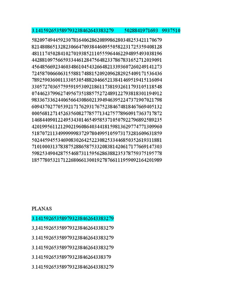 Decimales de Pi | PDF