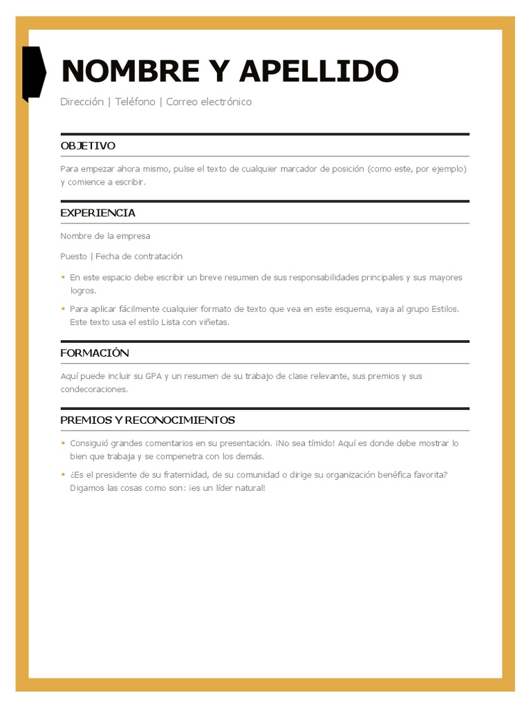 Modelo Clasico de Curriculum Vitae | PDF