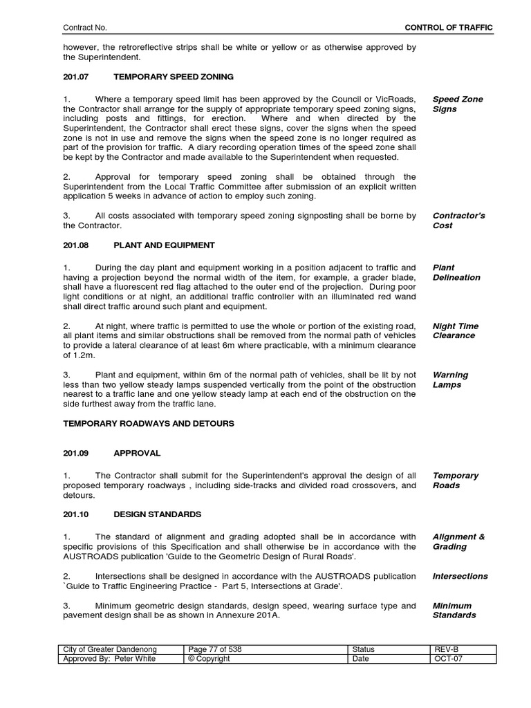 201.07 Temporary Speed Zoning: Contract No | PDF | Traffic ...