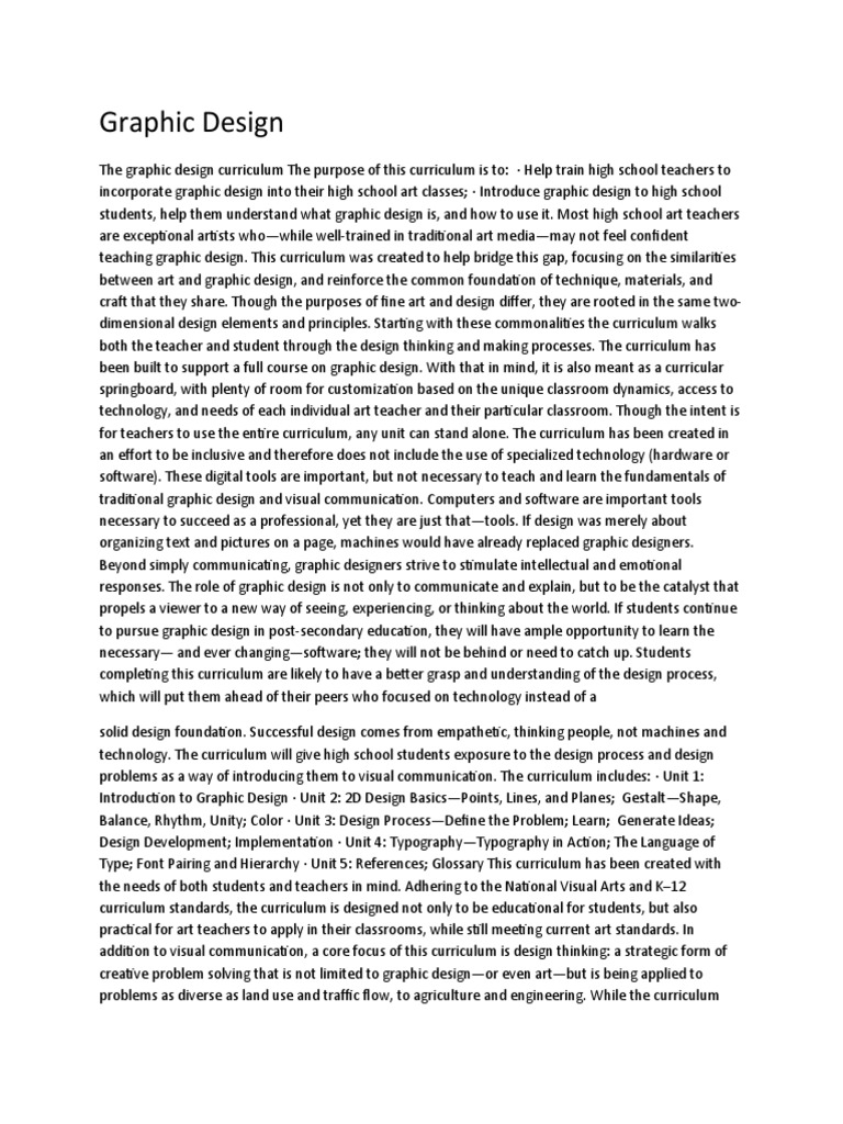 Graphic Design Lesson 1 | PDF | Graphic Design | Curriculum