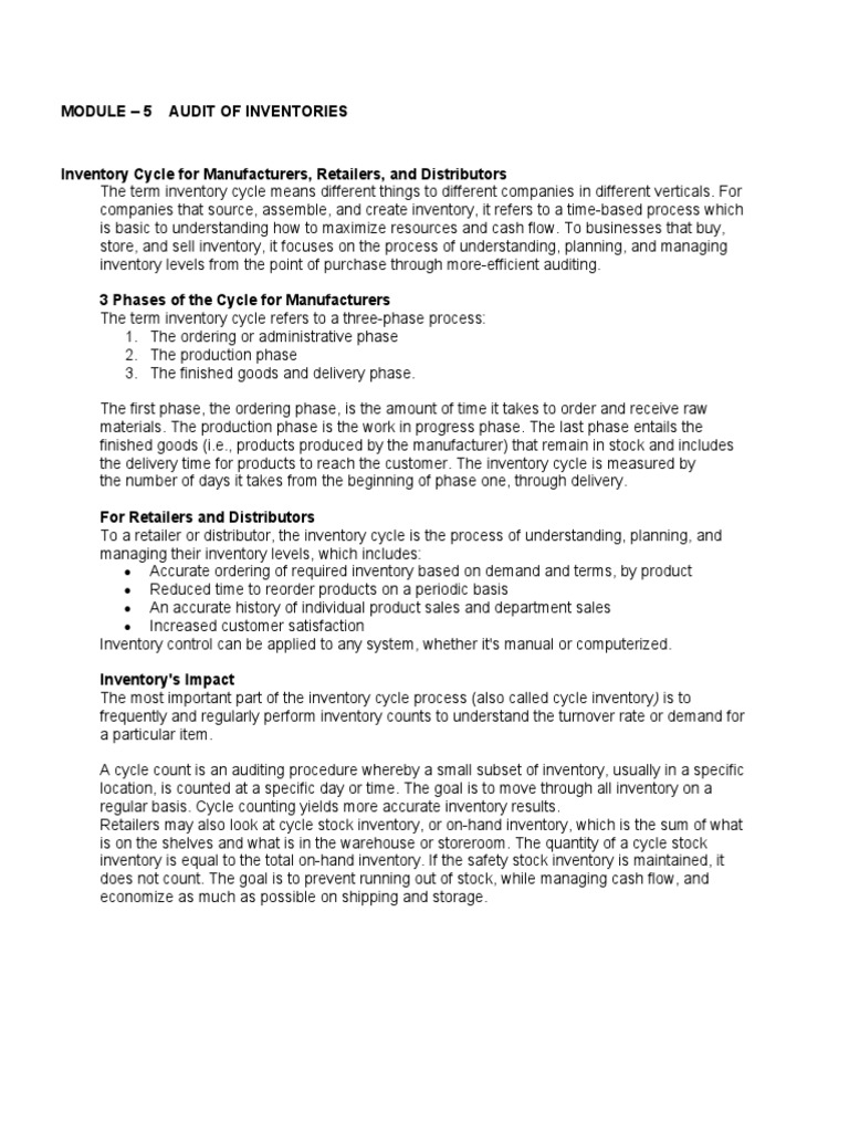 Inventory Audit and Control Guide | PDF | Inventory | Receipt