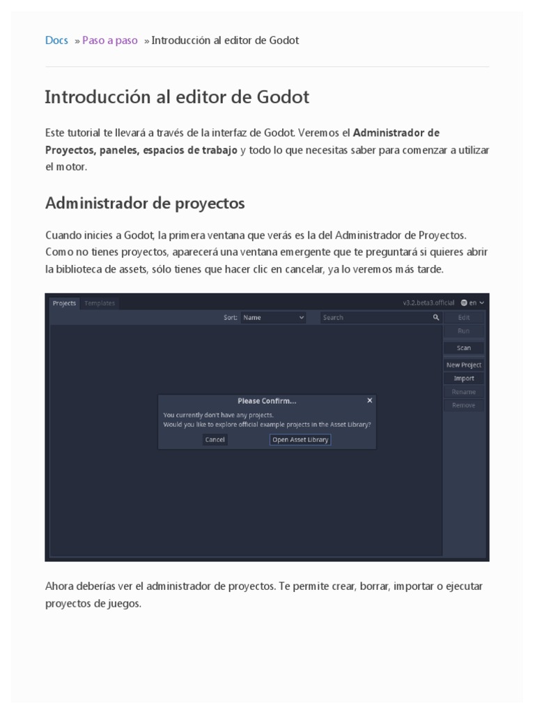 1.introducción Al Editor de Godot - Documentación de Godot Engine (Stable) en Español PDF | PDF ...