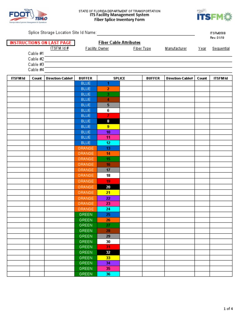 Itsfm058b Fiber Splice Inventory Form Spreadsheet Rev 01 19 | PDF ...