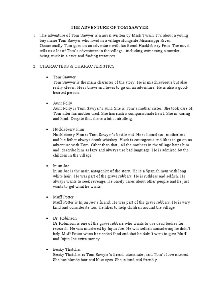 The Adventure of Tom Sawyer | PDF | The Adventures Of Tom Sawyer ...