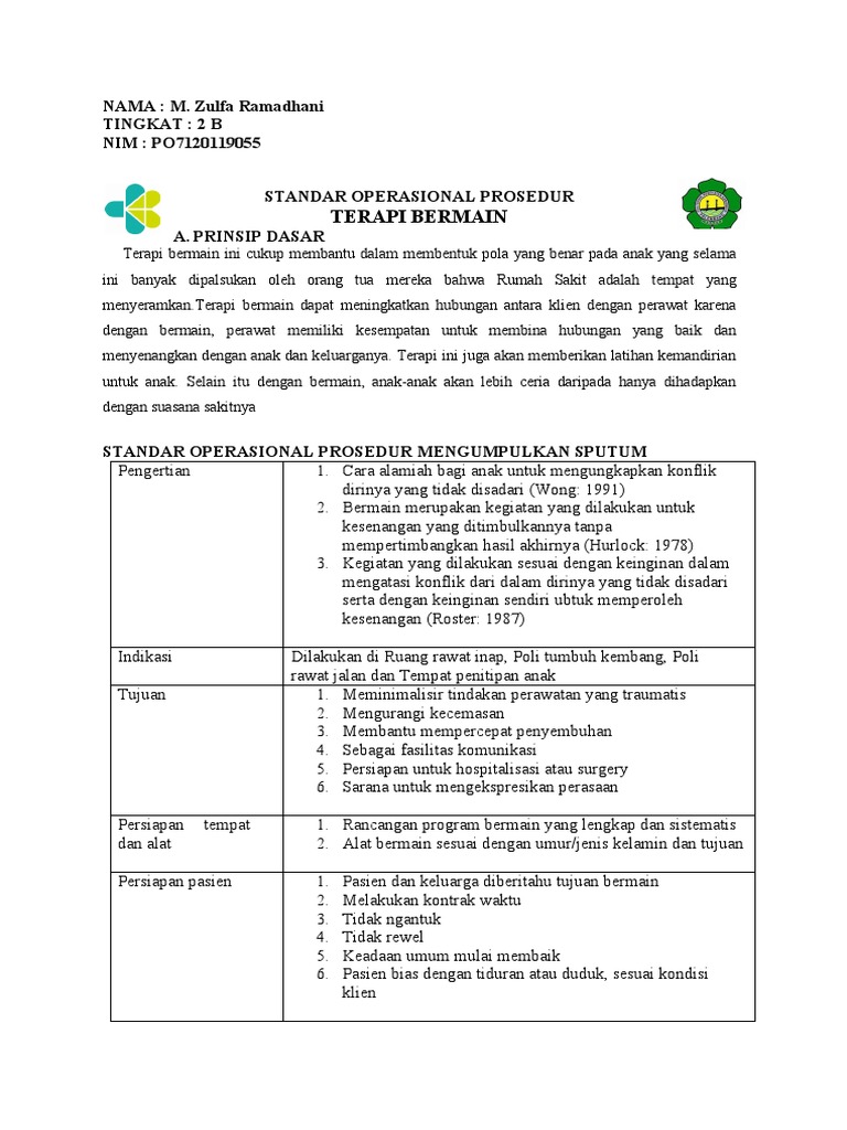 SOP Terapi Bermain untuk Anak | PDF | Pengembangan Diri